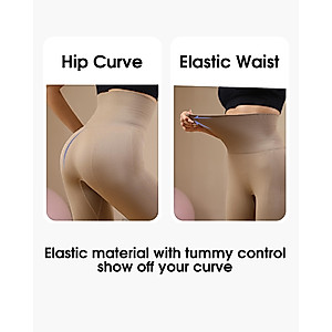 Homma Activewear Thick High Waist Tummy Compression Slimming Body Leggings Pant (Small, Mocha)