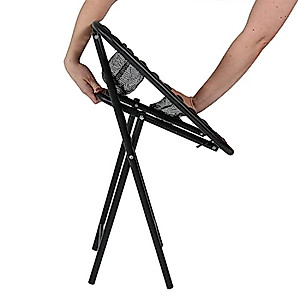 Sunnydaze Folding Sling Side Table with Mesh Drink Holders - Outdoor Patio or Portable Camping Accessory - Forest Green