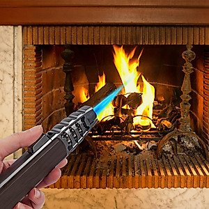 Zoocura Big Jet Butane Torch Lighters,6.7 Inch Refillable Windproof Jet Flame Adjustable Butane Lighter for Grill Kitchen BBQ Camping(Gas Not Included)