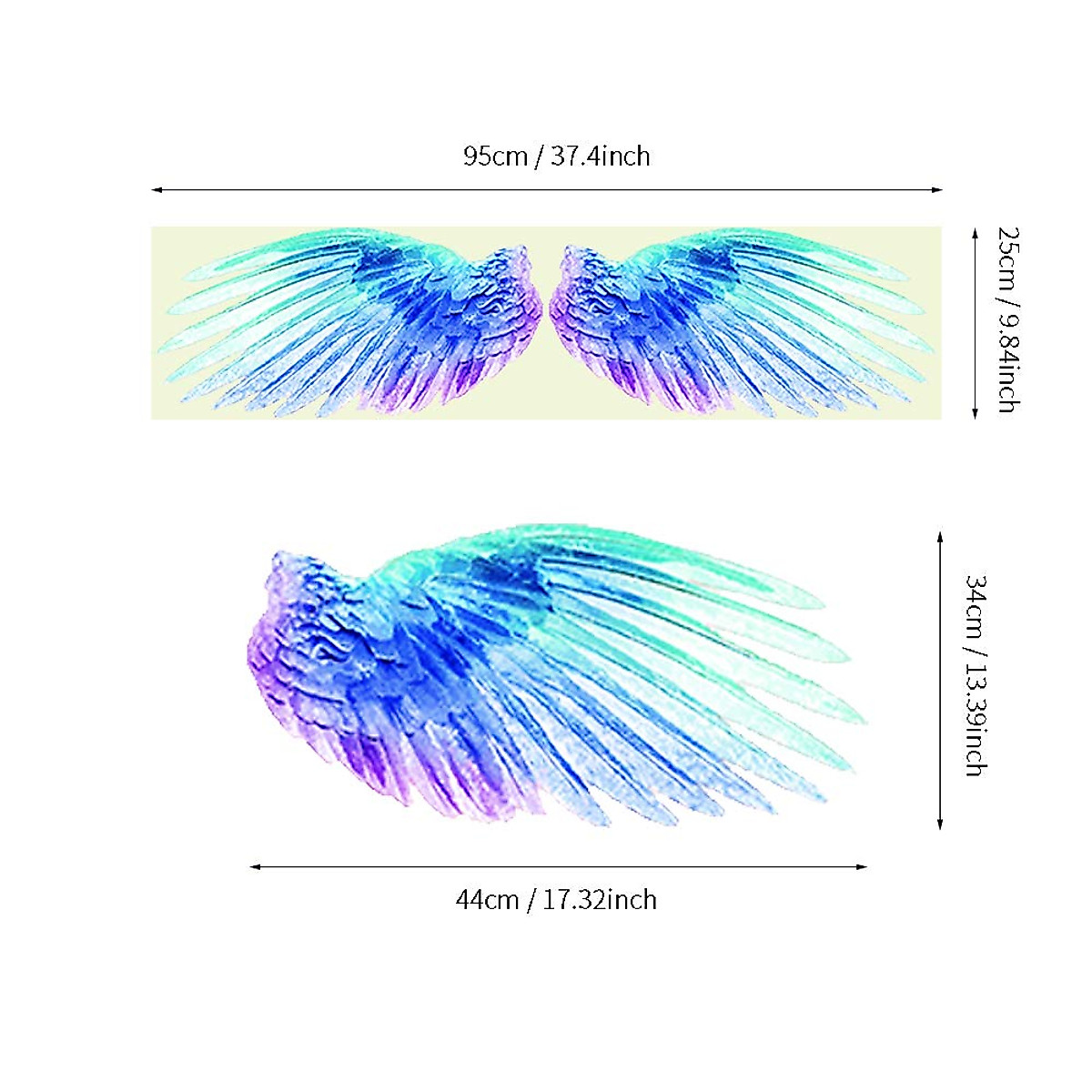 Glowing Angel Wings Wall Decals, Peel and Stick Wings Vinyl Wall Stickers Home Wall Decor Removable Decals for Girls Bedroom Kids Room Nursery, Wing Wall Art Home Decorations Party Supplies