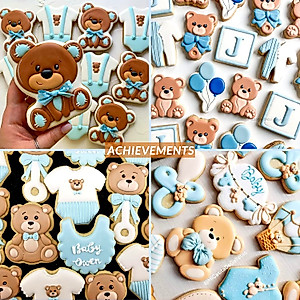 Teddy Bear Cookie Cutter Set - 4 Pieces Teddy Bears Plastic Biscuit Cutter for Kitchen Baking