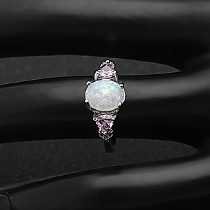 Ginger Lyne Collection Celia Oval Simulated Fire Opal Purple Cz Ring Statement Engagement