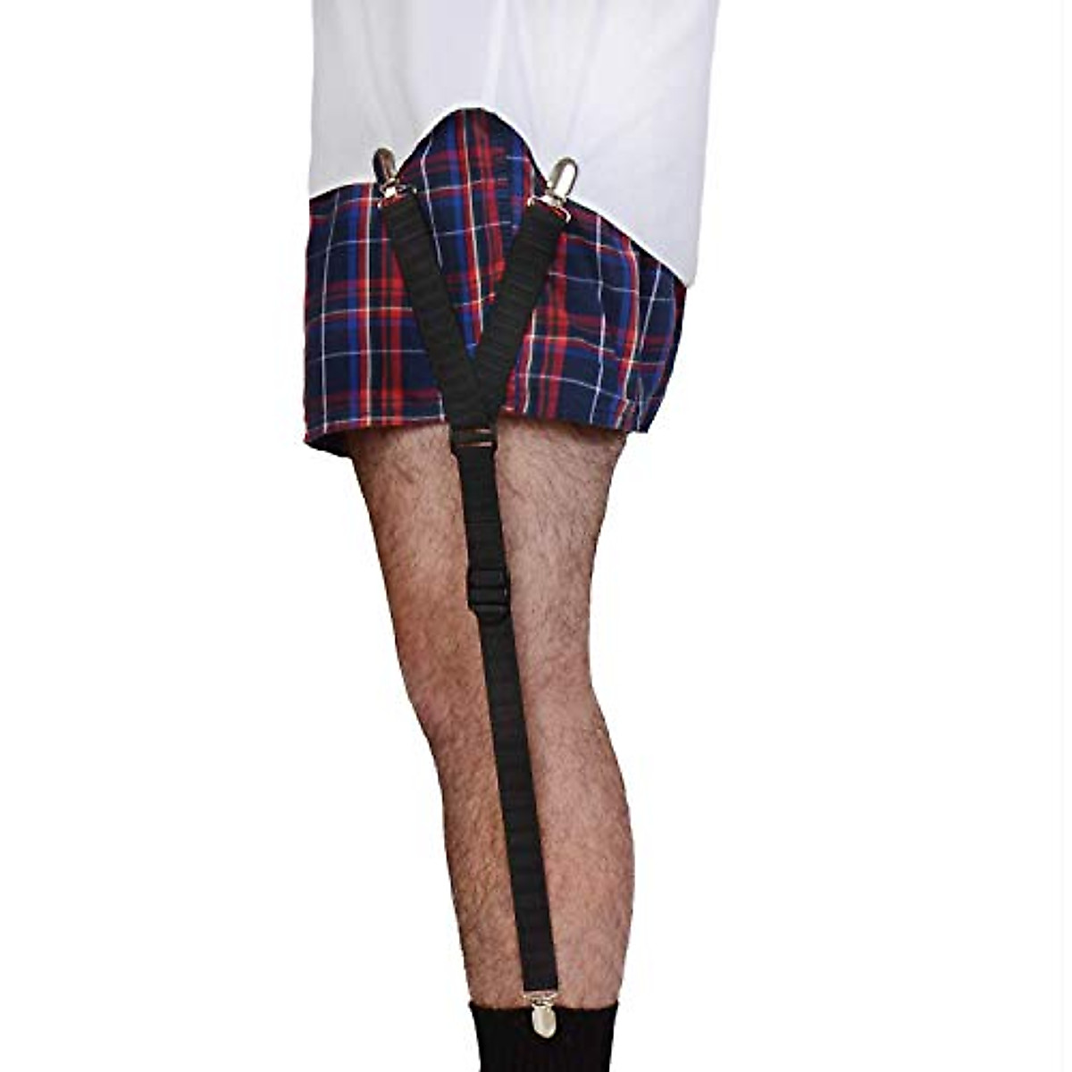 Shirt Stay Plus Shirt Stays for Men Police Military Made in The USA (Y-Style Black, Select Series) (1 Pair of Holder, Tucker, Suspenders, Garters)