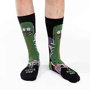 Good Luck Sock Men's Rick and Morty, Big Pickle Rick Socks, Adult, Shoe Size 8-13