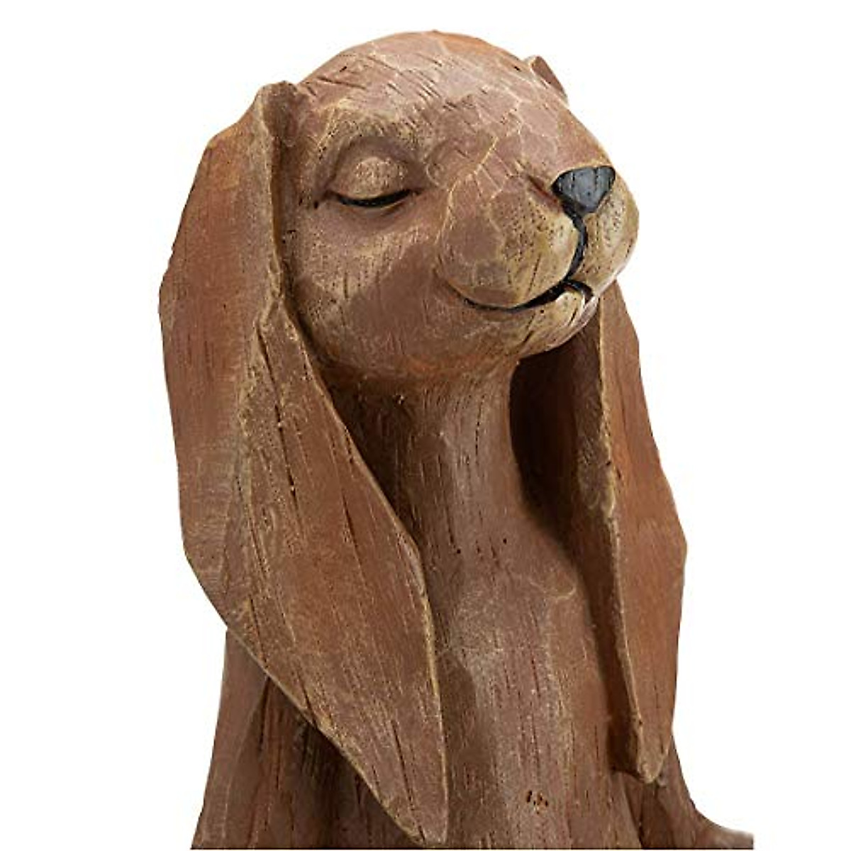 Wind & Weather Indoor/Outdoor Long-Eared Rabbit Garden Statue in Cross-Legged Meditating Yoga Pose Cast in Resin Designed to Look Like Hand-Carved Wood, 11½"L x 7" W x 14¼"H