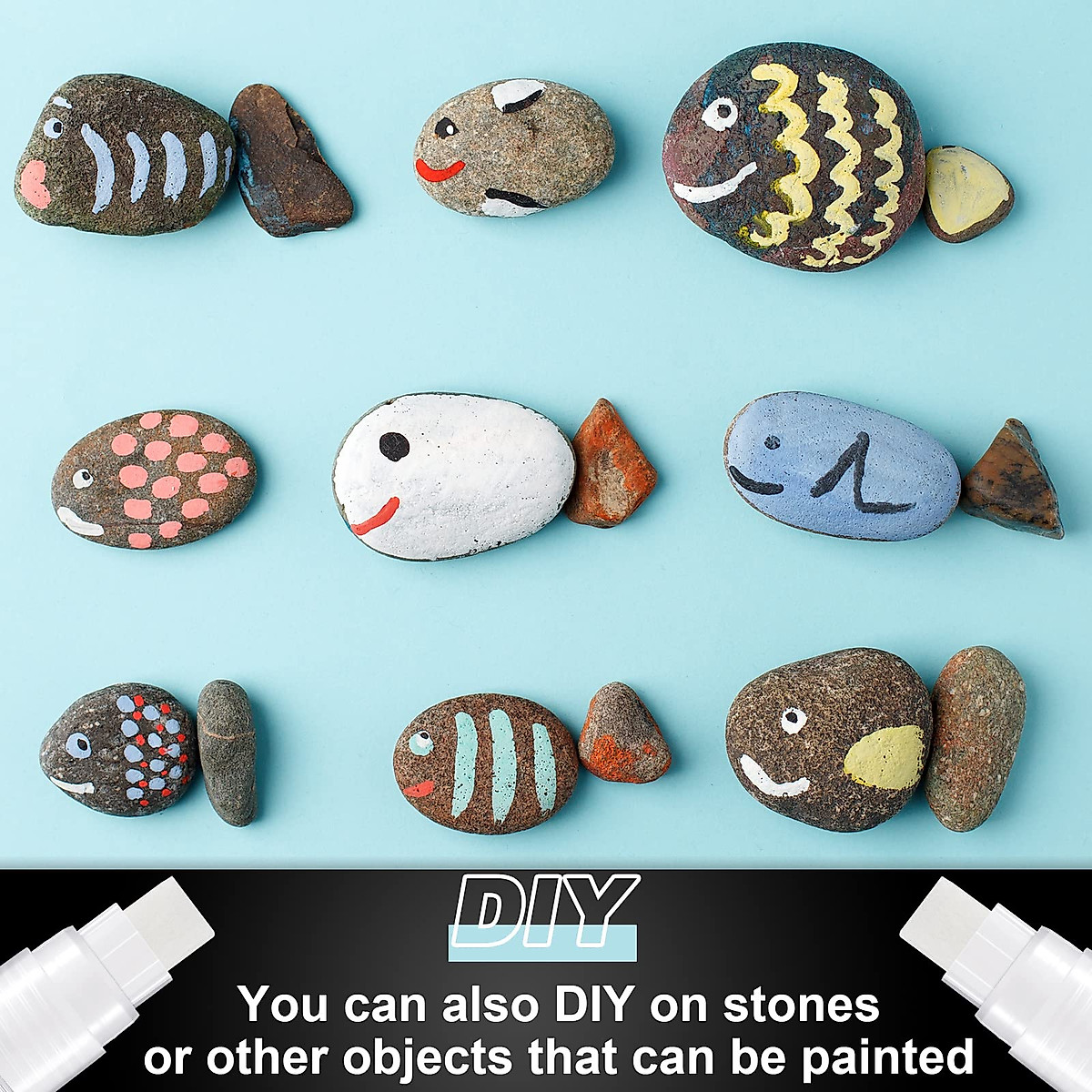 4 Pack White Paint Pens Empty Acrylic Permanent Marker Clear White Marker Pen Fine Point Empty Refillable Markers Empty Markers for Rock Painting Wood Ceramic Metallic Graffiti Paper Drawing (15 mm)