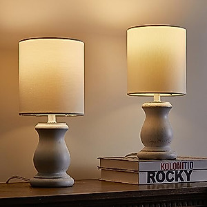 OYEARS 12.25" Small Table Lamps Set of 2 for Bedroom Living Room Simple Retro Wood Grain Farmhouse Bedside Lamps Suitable for Nightstand Children's Room or University Dormitory