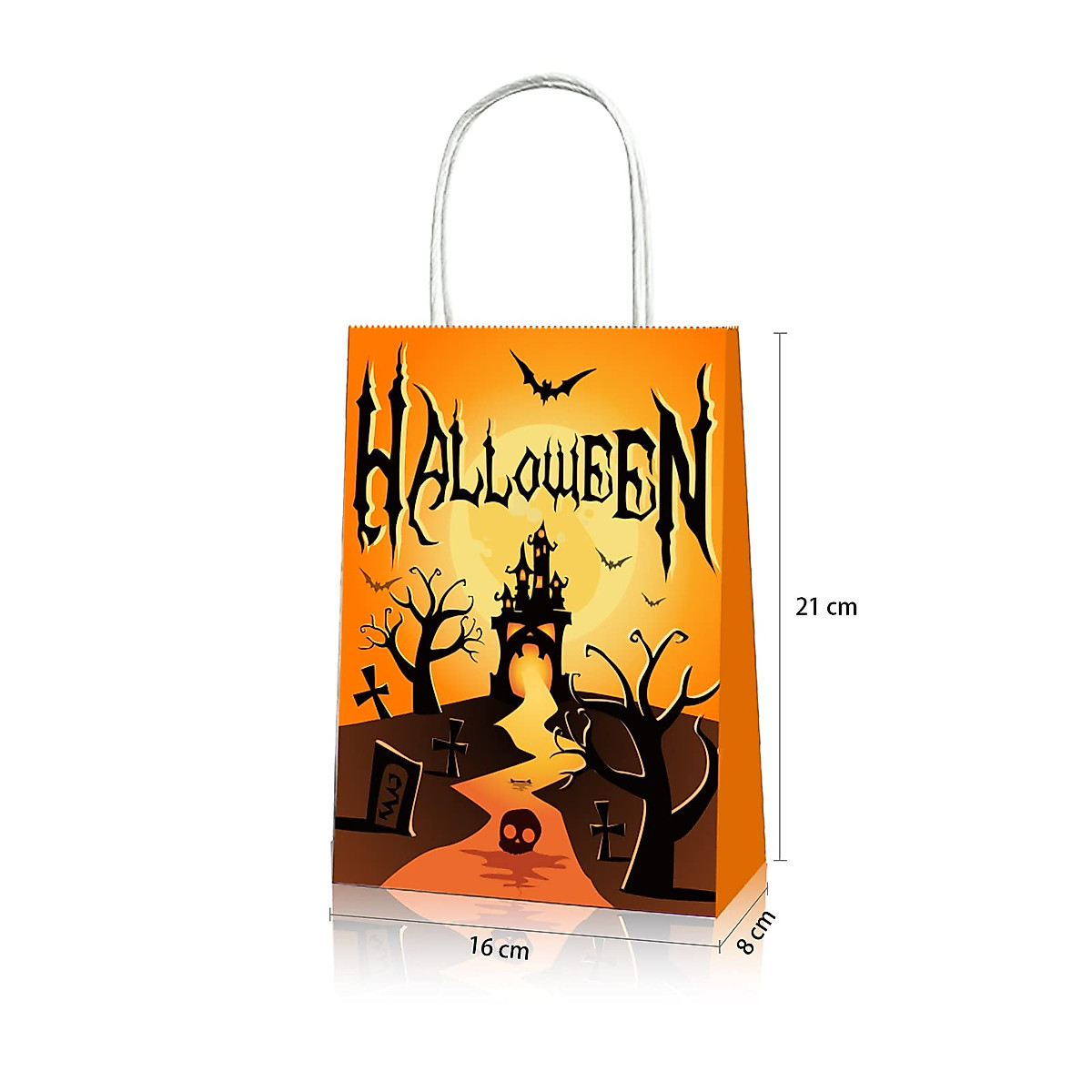 GGSELL 12 PCS Halloween Treat Bags for Kids Trick or Treat Candy Bags, Glow in The Dark Bags with Handles for Halloween Party Favors