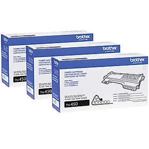 Brother Genuine TN450 3-Pack High Yield Black Toner Cartridge with Approximately 2,600 Page Yield/Cartridge
