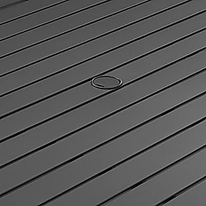 Crosley Furniture Hansen 6-Person Rectangular Outdoor Dining Table with Umbrella Hole for Outside Patio, Matte Black