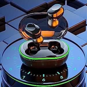 Qiopertar Wireless Earbuds Bluetooth 5.3 in Ear Light-Weight Headphones Built-in Microphone IPX4 Waterproof Immersive Premium Sound Headset with Charging Case Black