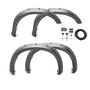 Bushwacker Pocket/Rivet Style Front & Rear Fender Flares | 4-Piece Set, Black, Smooth Finish | 40932-02 | Fits 2007-2013 Chevrolet Avalanche w/ 5.3' Bed