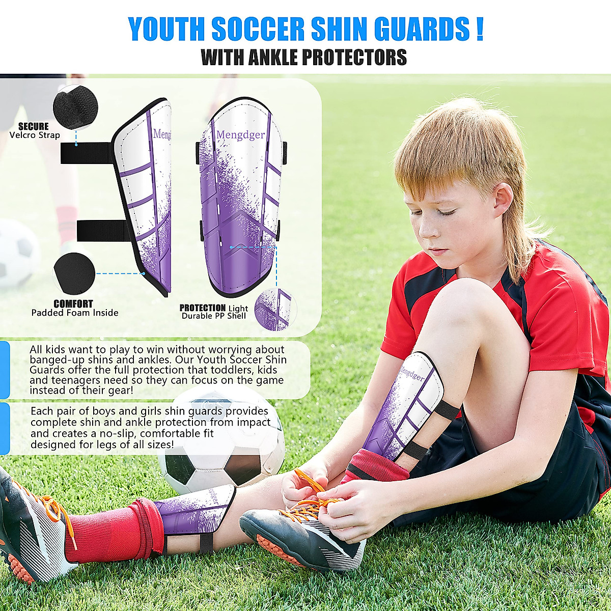 Shin Guards Soccer Youth Shin Pads for Kids Girls Boys Toddler Child EVA Cushion Protection Reduce Shocks Injurie Calf Protective Gear Suitable for 4 5 6 7 8 9 10 11 12 Years Old