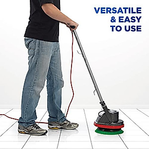 Oreck Commercial Orbiter Hard Floor Cleaner Machine ,Multi-Purpose Hardwood Wood Laminate Carpet Tile Concrete Grout Marble Floor Cleaning, 50-Foot Long Cord, ORB550MC, Gray/Red