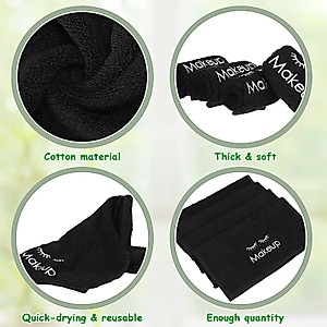 12 Pieces Cotton Makeup Towels Black 13x13 Inches Makeup Washclothes for Face Reusable Makeup Remover Towels Facial Cleansing Wash Cloths Women Face Towel Absorbent Cosmetic Towel (Cute Style)