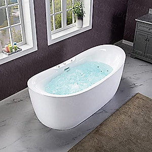 WOODBRIDGE 71" x 31 1/2" Whirlpool Water Jetted and Air Bubble Freestanding Bathtub , B0034
