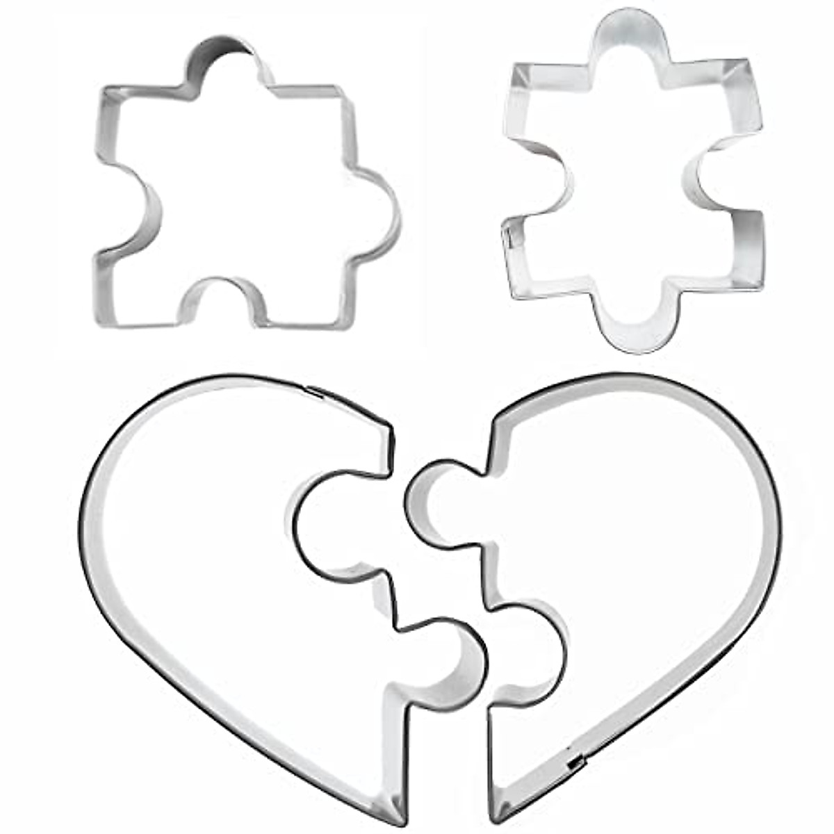 LOVE Heart Puzzle Shaped Cookie Set of 4 pcs, Stainless Steel Valentine’s Day Jigsaw Puzzle DIY Fondant Cutters