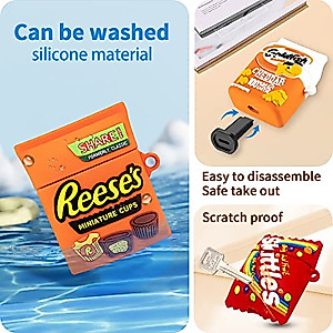 3PACK Cute Cover for Airpod Case 2nd Generation, Funny Goldfish+Rainbow Candy+Chocolate Food Protective Cases, Kawaii Cartoon Soft Silicone Design for Apple Air Pod 2/1 Women Girls Boys with Keychain