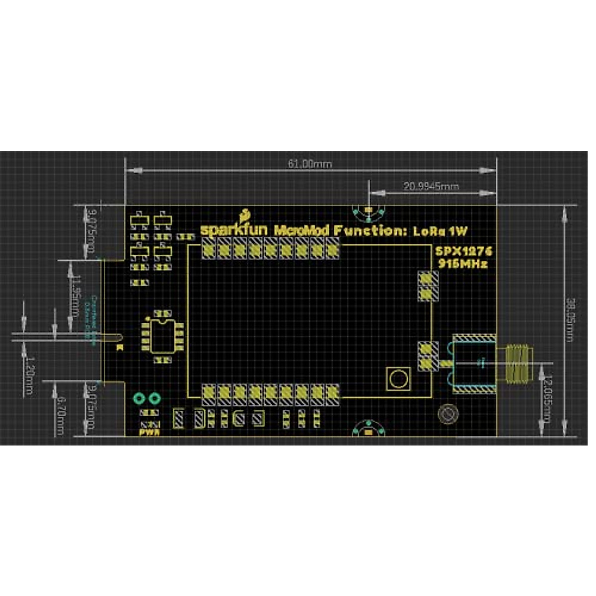 SparkFun MicroMod LoRa Function Board - 1W 915M30S LoRa Module Frequency Range: 900-931MHz Transmit Power 28.5-30dBm (max) Modulation LoRa, FSK, GFSK, MSK, GMSK, OOK Antenna Impedance: 50Ω