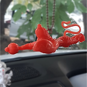Divine Mantra Flying Hanuman Car Hanging Rearview Mirror Accessories Charm Lord Bajrang Bali Home Wall Decor Items Kitchen, Balcony, Garden, , Aesthetic Decorative Lucky - Orange (1) (WOOPCOM442)