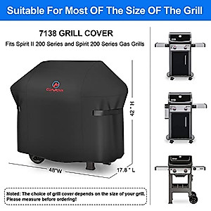 Grill Cover, 48 Inch BBQ Gas Grill Cover for Weber Spirit 2, Waterproof Weather Resistant, UV & Fade Resistant, PU Coating for Weber Spirit II 200 Series, Spirit 200, Spirit II E210 Gas Grill
