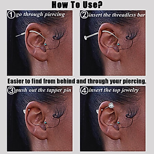 PunkTracker 20g/18g/16g/14g Curved ASTM F136 Titanium Piercing Kit Taper Insertion Pin for Threadless Tragus Helix Lip Nose Helix Piercing Jewelry Cartilage Earrings Labret Studs Nose Stud Stretcher