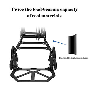 RJTEK【Material upgrading】 Stair Climber Hand Truck and Dolly, 220 Lb Capacity Stair Climbing cart Heavy-Duty Trolley Cart Heavy-Duty Luggage cart Stair Dolly Lightweight with Telescoping Handle Black
