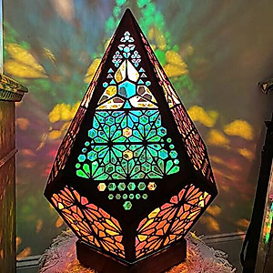 Polar Star Large Floor Lamp,Colorful Bohemian Lamp Floor Lamp,Rainbow Projection Lamp,3D Projection Night lamp Creative Gift Desk Lamp for Decorative Bathroom Light,Bedroom Kitchen Decoration (Brown)