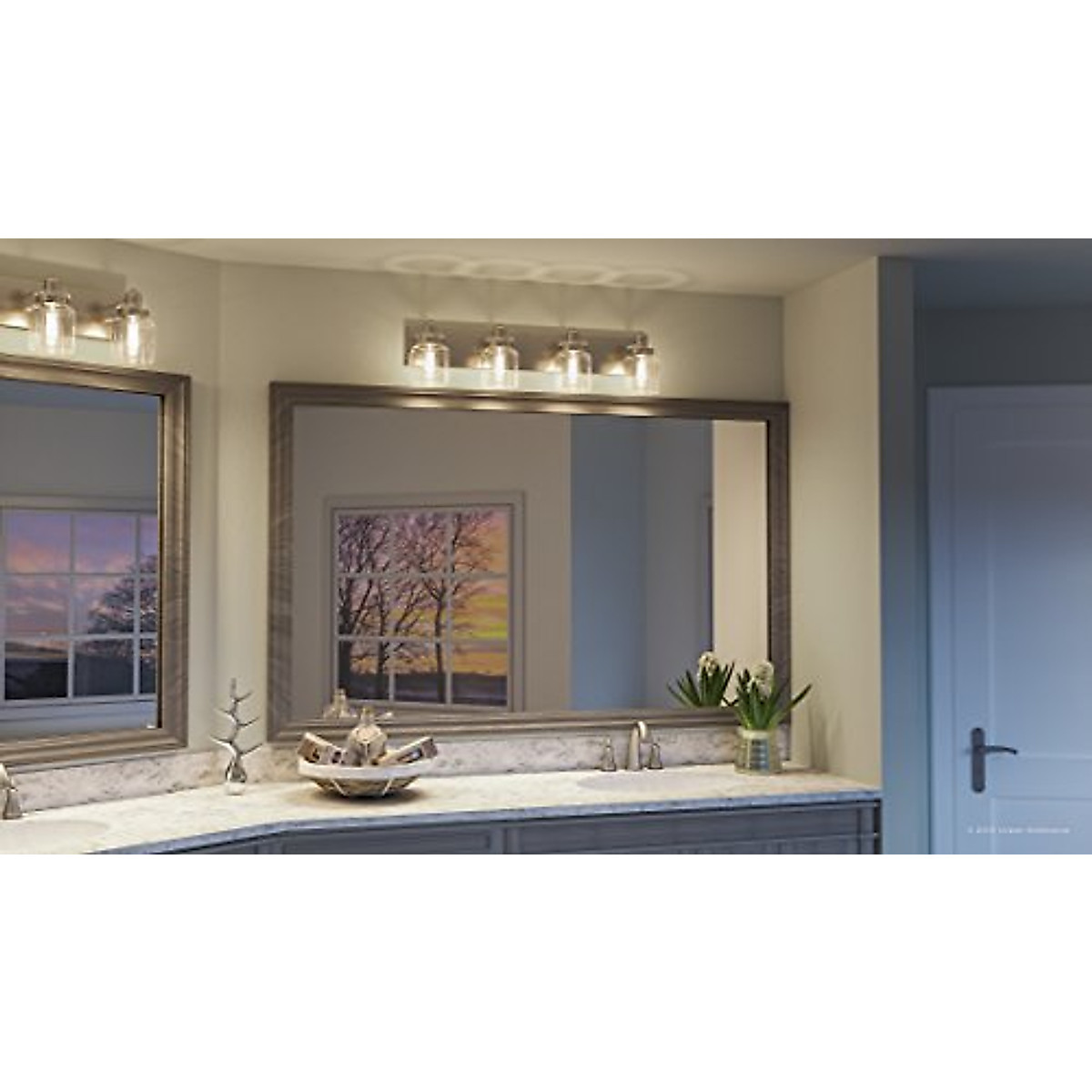 Urban Ambiance Luxury Modern Farmhouse Bathroom Vanity Light, Large Size: 8.625" H x 30.25" W, with Industrial Style Elements, Brushed Nickel Finish, UHP2144 from The Bridgeport Collection