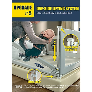 HOLIKE Bed Rails for Toddlers - 60" 70" 80" Extra Long Baby Bed Rail Guard (3 Sides: Perfect for Queen Bed, Include 3 Sides)