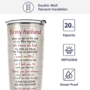 JUDIAN Gift For Husband From wife Valentines Day Gift for Husband Birthday Gift for Husband Wedding Gift Couple's mug 20oz Tumbler Travel Coffee Mug