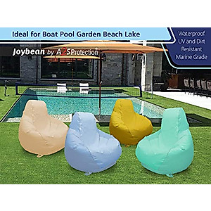 JoyBean Outdoor Bean Bag Chair - Water Resistant Marine Vinyl Ideal for Yacht Boat Pool Patio Garden Marine - Lawn Chair - Patio Furniture - for Adults Teens Kids (Medium, Carolina Blue)