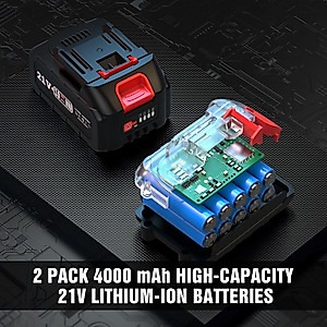 Avhrit 21V Cordless Hammer Drill, Powerful Rotary Hammer Drill with Batteries, Drill Bits, Brushless Motor, Safety Clutch, 4 in 1 Hammer Drill for Concrete Home Use and Professional Construction Work