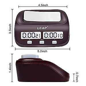 LEAP Chess Clock Digital Chess Timer Professional for Board Games Timer with Alarm Function (Official Store) Brownish Red