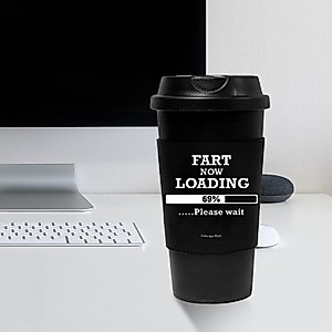 Funny Guy Mugs Fart Now Loading Please Wait Travel Tumbler With Removable Insulated Silicone Sleeve, Black, 16-Ounce