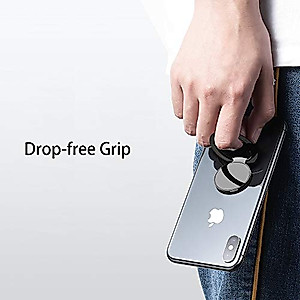 Upgraded World's Slimmest Phone Ring Holder, Tomorotec Ultra Thin Cell Phone Ring Stand Magnetic Car Mount Hook Matte Center Compatible for iPhone X 8 7 Plus 6S 6 5s 5 SE,Galaxy S8 S7 S6 Edge(Black)