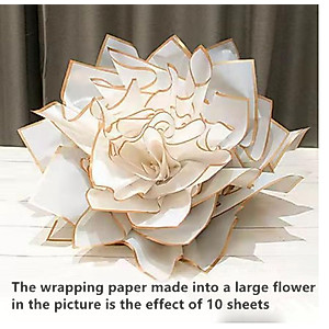 Leoyoubei 40 Counts Transparent Flower Wrapping Paper,Florist Bouquet Supplies,DIY Crafts,Gift Packaging or Gift Box Packaging,Wraps Waterproof Frosted Floral Wrapping Paper 23x23,Gold Border