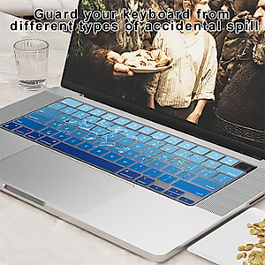 Soke Premium Keyboard Cover Skin, for 2021-2024 MacBook Pro 14" 16" M4 M3 M2 M1 Pro/Max(A2918 A2992 A2991 A2442 A2485 A2780), MacBook Air 15.3"/13.6" M3 M2(A2941 A2681), US ANSI Layout,Ombre Blue