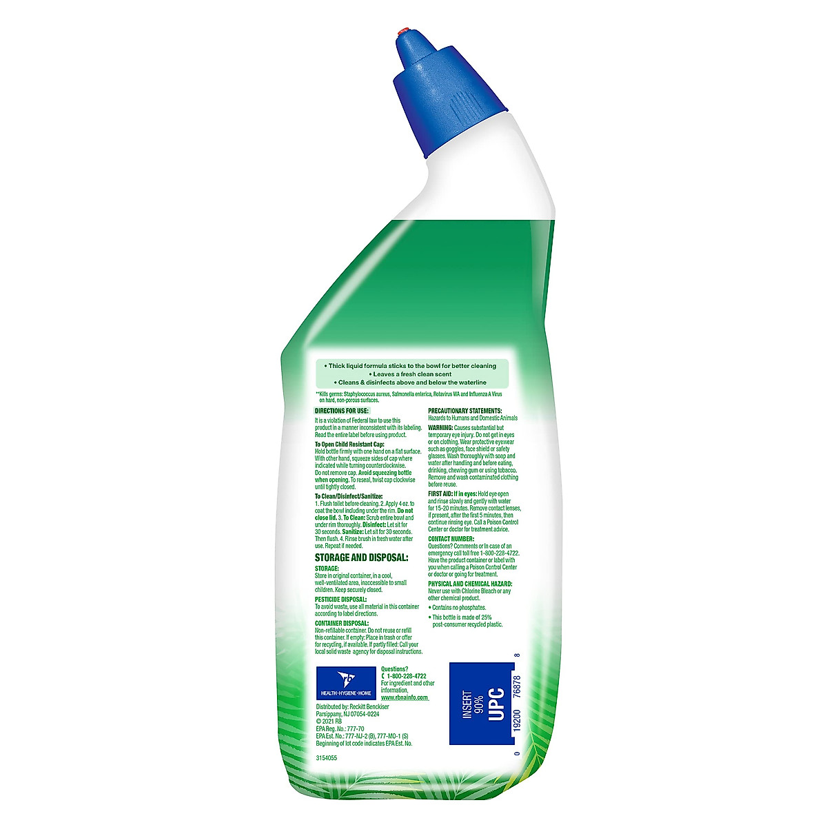 Lysol Fresh Cling Toilet Bowl Cleaner, Forest Rain Scent, 24 Ounces (Pack of 4)