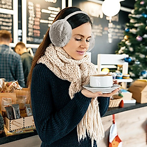 MADHOLLY 2 Pack Upgraded Adjustable Faux Fur Earmuffs- Soft Warm Ear Muffs for Winter Women Men- Ear Covers Ear Warmers for Most Adults (Black & Gray)