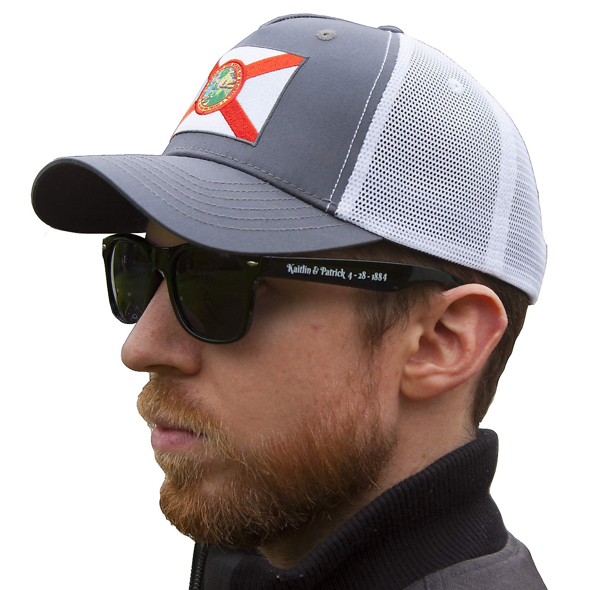 International Tie Grey Florida Hat for Men and Women - Florida State Flag Adjustable One Size Trucker Cap, Baseball, Snapback with an Embroidered Patch