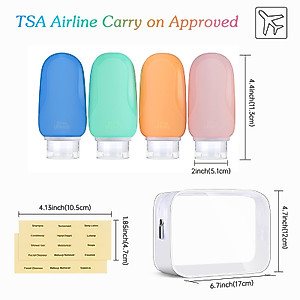 Morfone Travel Bottles Set for Toiletries, Tsa Approved Travel Size Containers BPA Free Leak Proof Refillable Liquid Silicone Squeezable Travel Accessories for Shampoo Conditioner Lotion (4Pack 3oz)