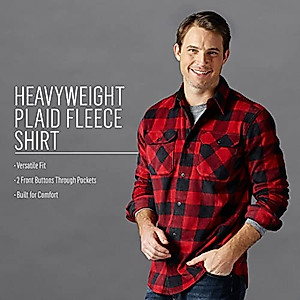 Wrangler Authentics Men's Long Sleeve Heavyweight Fleece Shirt Gray Buffalo Plaid Medium