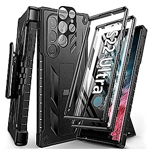 FNTCASE for Samsung Galaxy S22 Ultra Case: Dual Layer Shockproof Protective | Rugged Kickstand & Drop Proof TPU Bumper | Durable Belt-Clip Holster Full Body Protection Heavy Hard Cell Phone Cover 5G