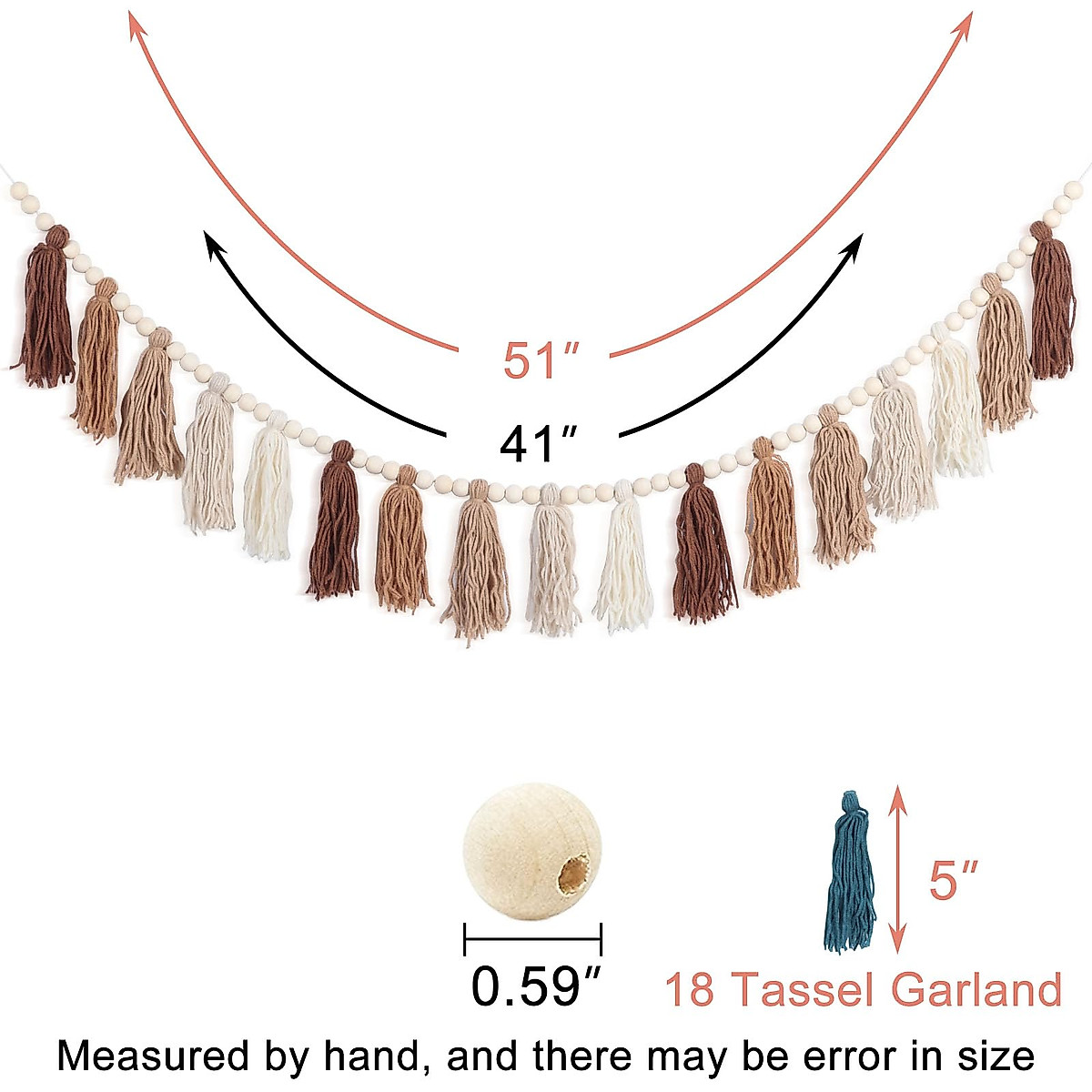 Boho Tassel Garland Terracotta Rainbow Tassel Wall Hanging Decor for Boho Party Classroom Nursery Kids Bedroom Dorm Office Birthday Baby Shower Wedding Decor