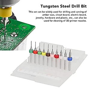 Drill Bit Set, 1/8in Shank Drill Bits Efficient High Bending Strength Hard Wearing for 3D Printer Nozzle(0.1‑1mm)
