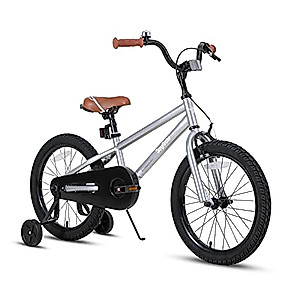 JOYSTAR 18 Inch Kids Bike for Age 5-8 Girls Boys Bikes 5 6 7 8 9 Years Old BMX Style Children Bicycles with Kickstand Birthday Gift Silver