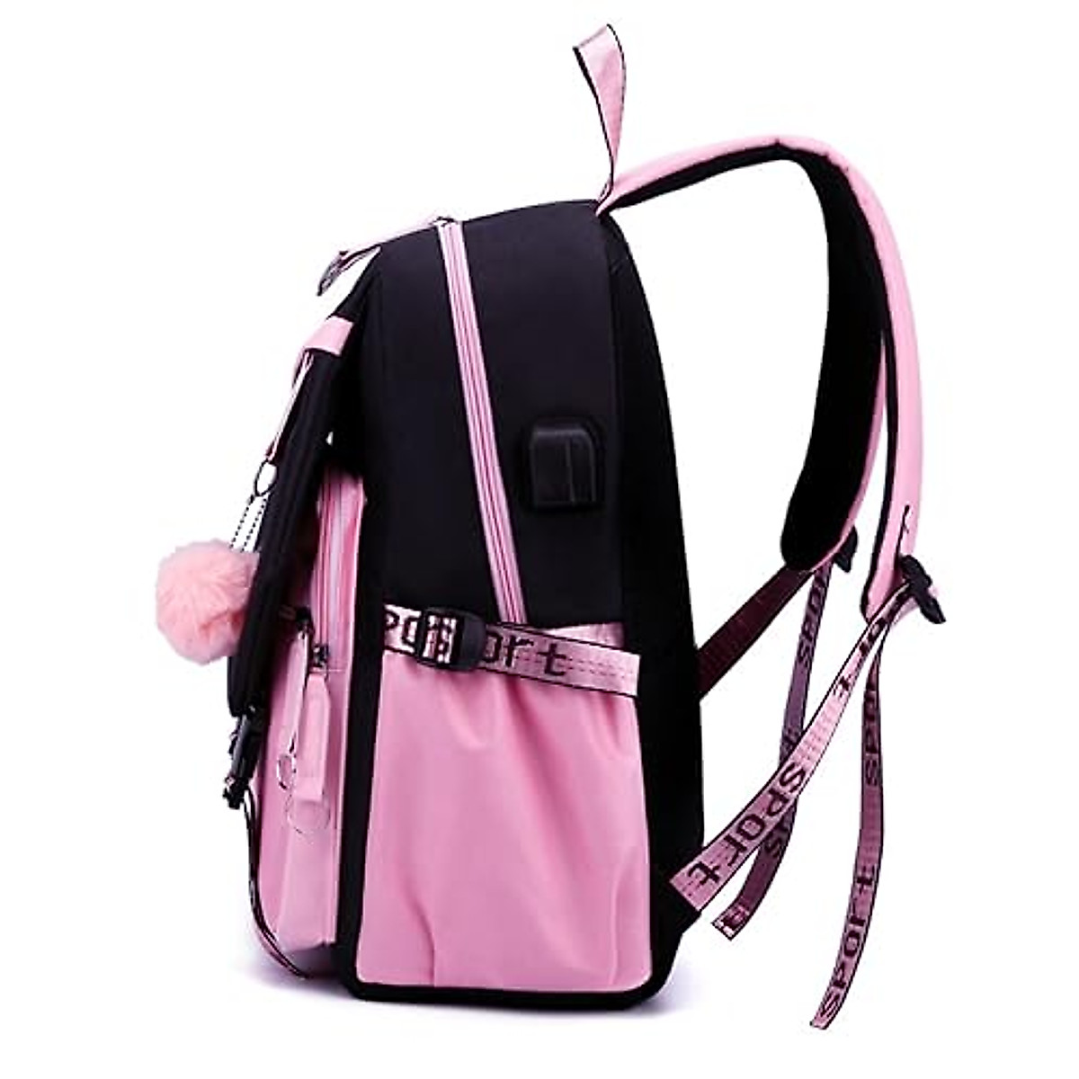 17" Nezuko Backpack Tanjiro Anime Bag Laptop Backpacks Daypack for Women Men (Nezuko-Pink)