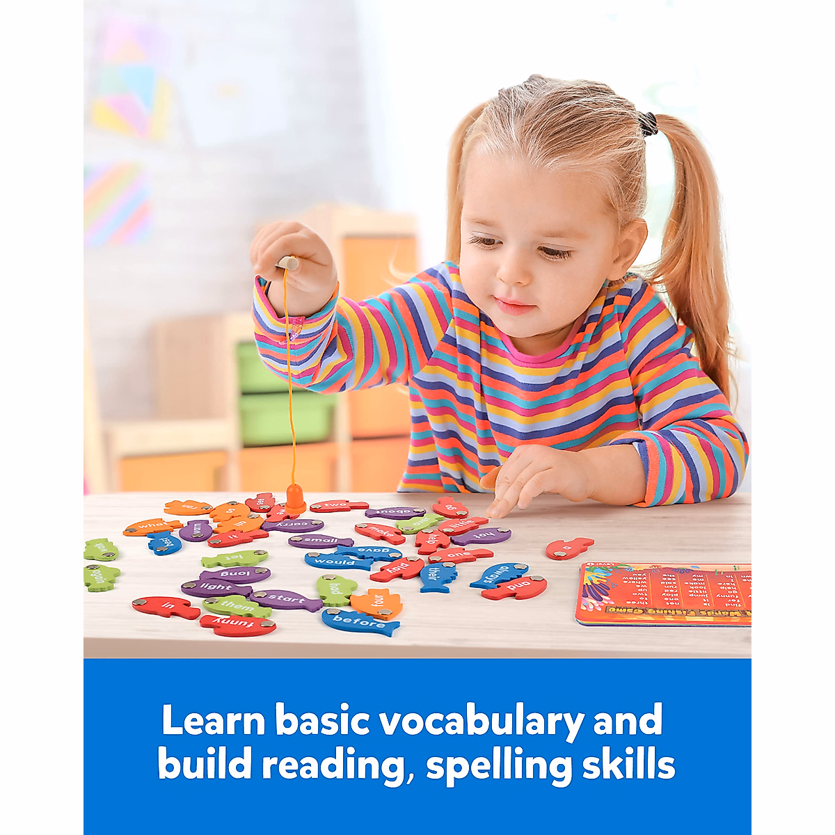 Coogam Wooden Magnetic Fishing Sight Words Game Learning Dolch Word Flashcards Montessori Educational Toy for Preschool 3 4 5 Year Old Kids