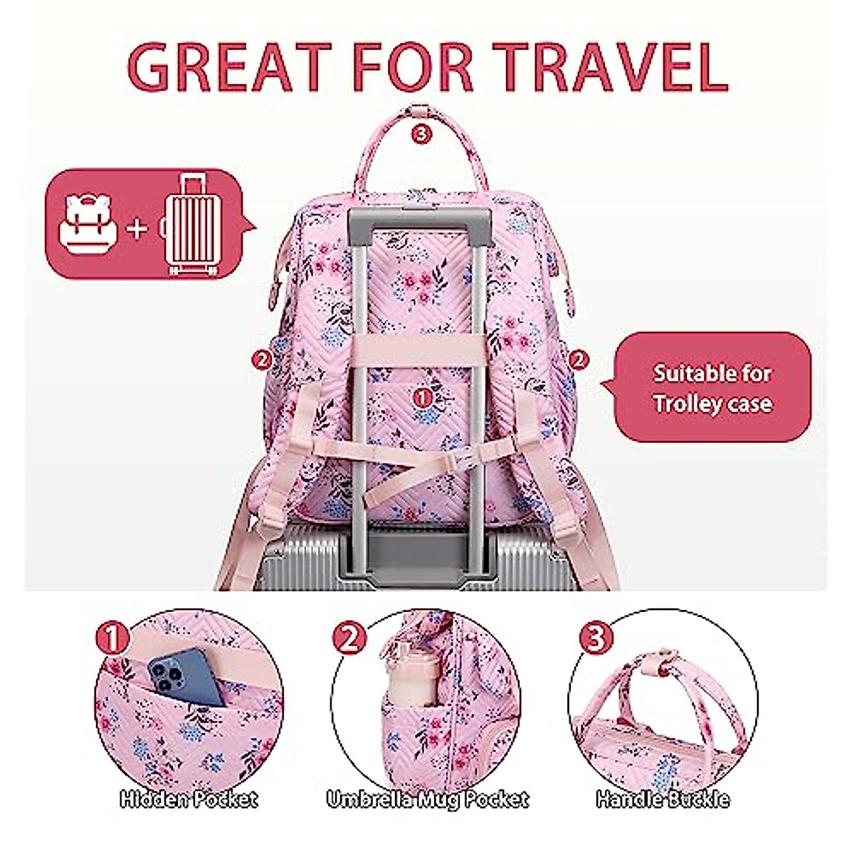 HIDDS Laptop Backpack Girls 15.6 Inch Bundle with Women Purses Backpack College School Bag Baby Diaper Backpacks